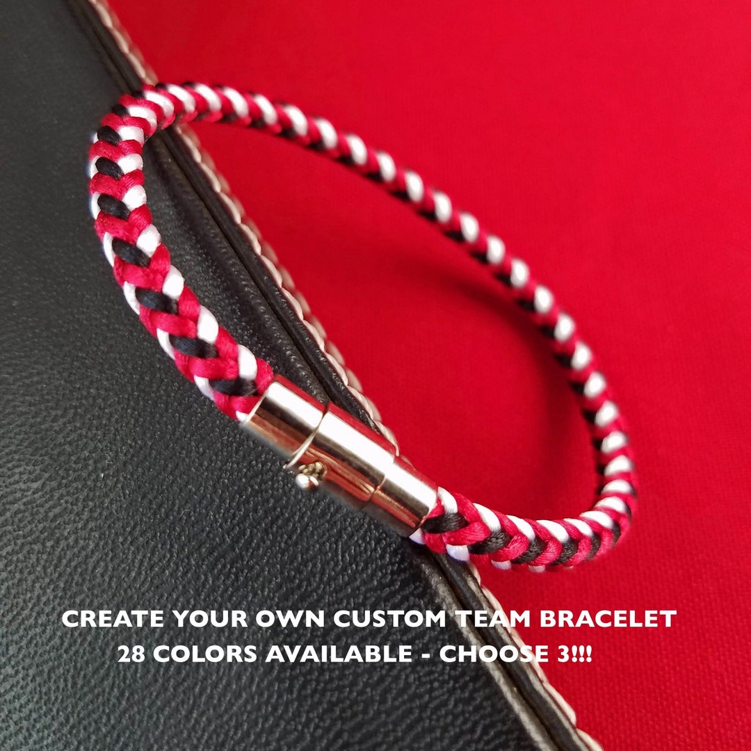 Football Team Bracelet in 3 Custom Colors, Hand-woven Satin Thread ...