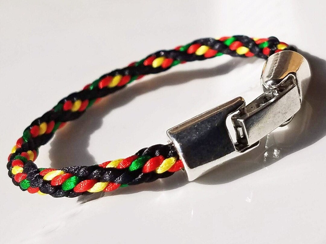 Juneteenth Bracelet, Hand-woven Satin Thread, BLM Flag Colors(black Red ...