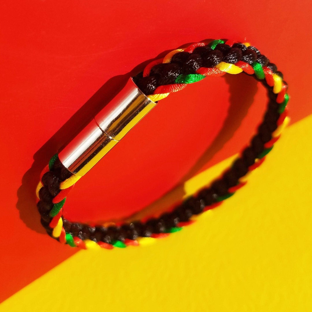 Juneteenth Celebration Bracelet, BLM Colors, Hand-woven Satin Thread ...