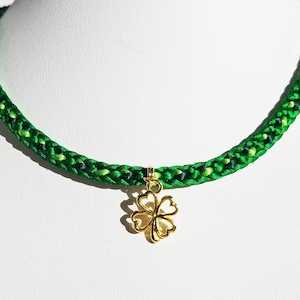 St. Patrick's Day Necklace, Hand-woven Satin Thread Flat Braid in Green ...
