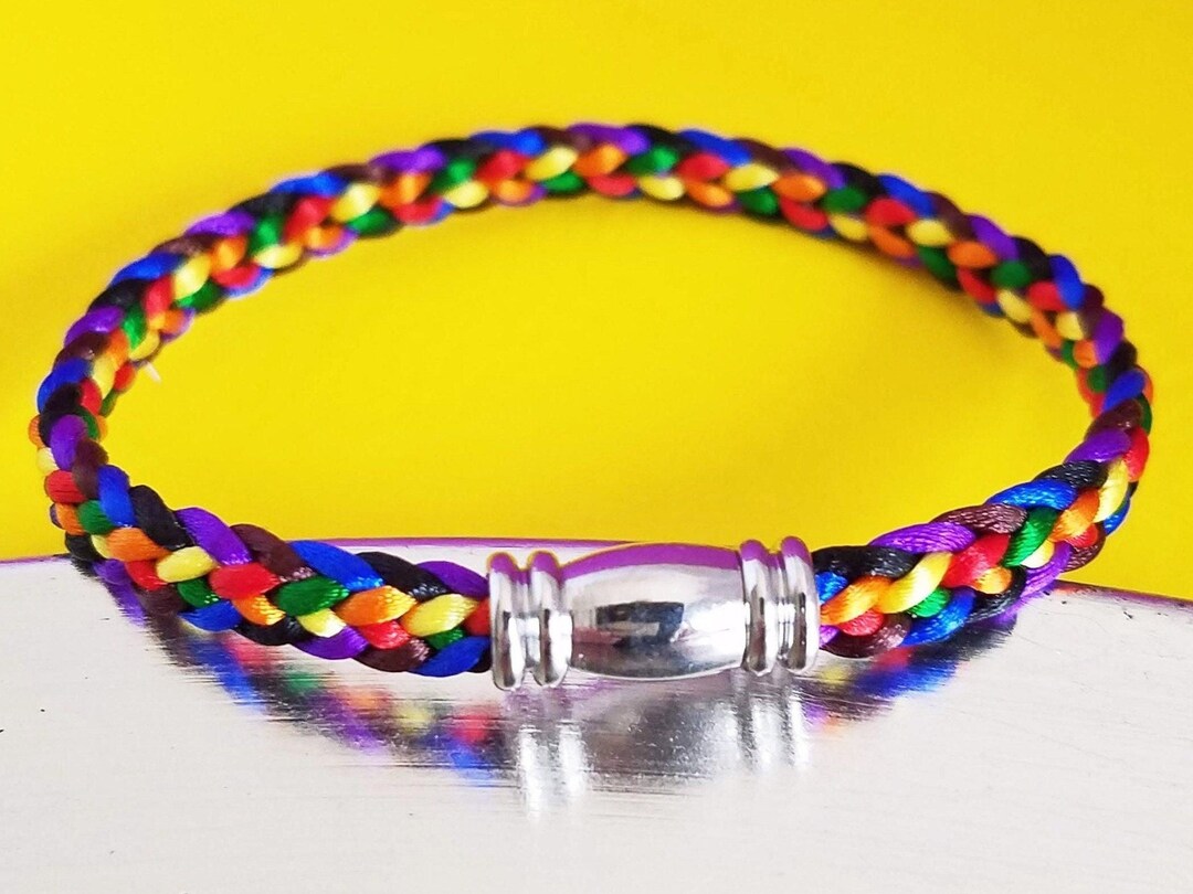 Pride Month Celebration Bracelet: Hand-braided Satin Thread Flat-braid ...