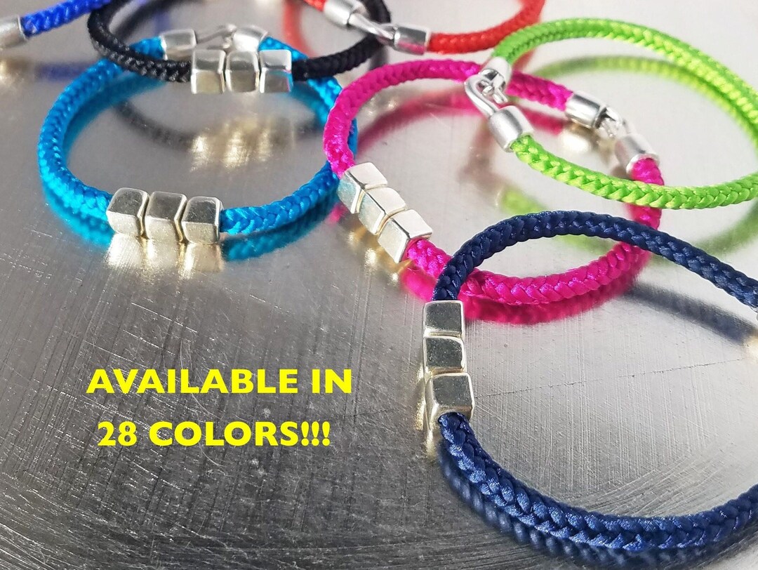 Square Bead Bracelets in Custom Colors, Hand-braided Satin Thread Band ...