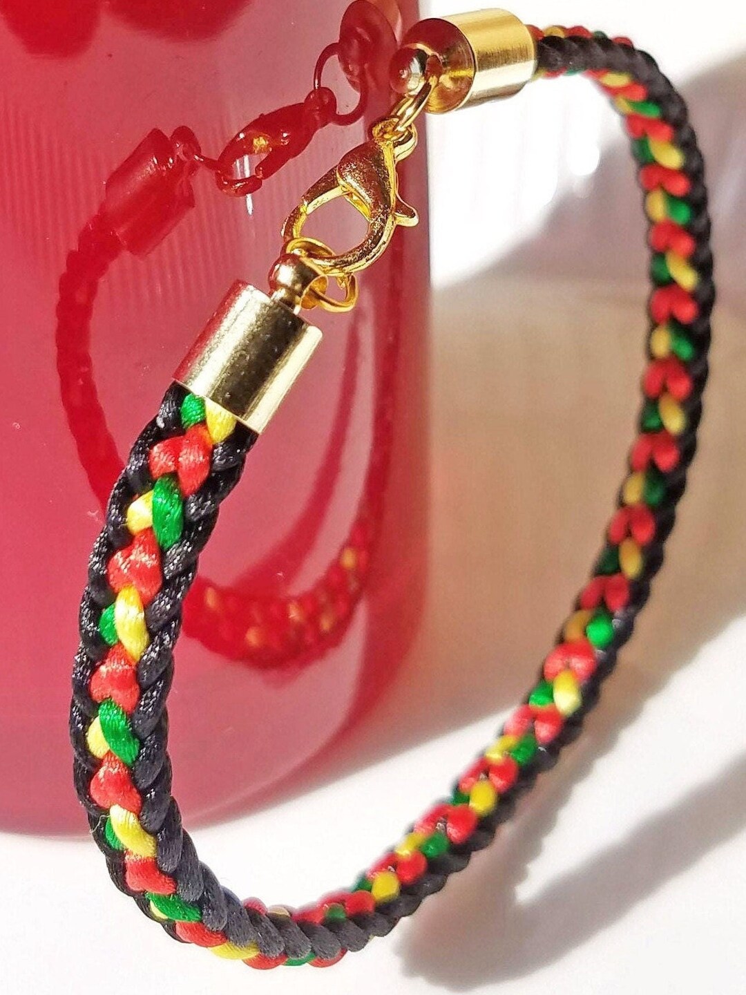 Kwanzaa Bracelet, Juneteenth Bracelet, Hand-braided Satin Thread in BLM ...