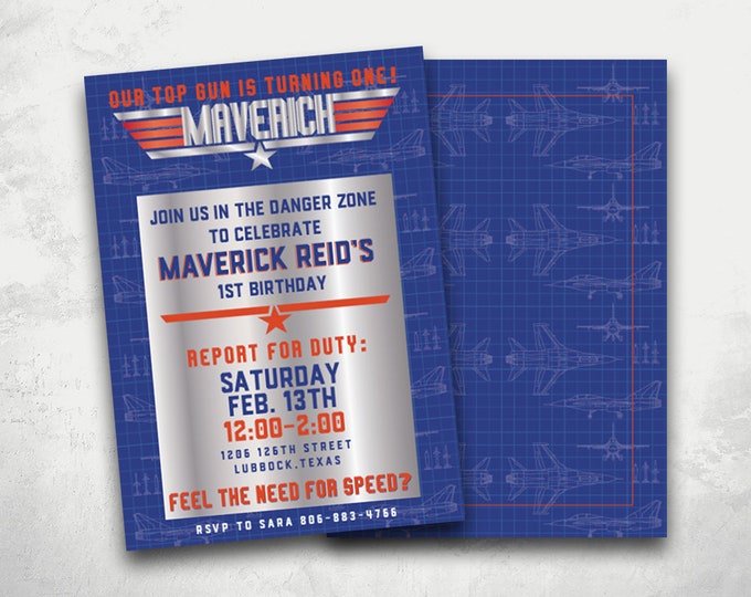 Top Gun Theme | Birthday Invitation | Maverick Theme | 1st Birthday ...