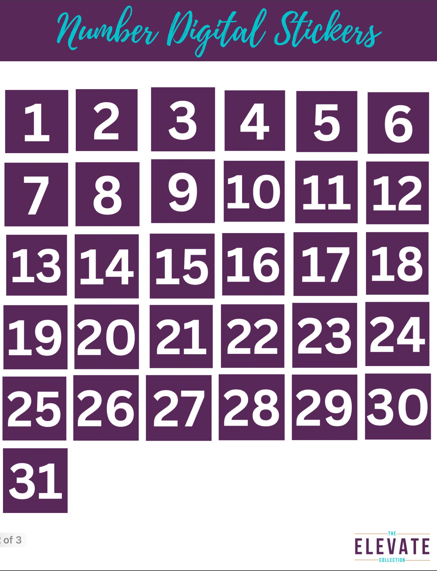 Digital Calendar Numbers, Goodnotes Stickers, iPad Planner, Digital ...