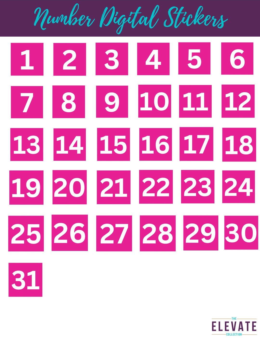 Digital Calendar Numbers Goodnotes Stickers Ipad Planner - Etsy