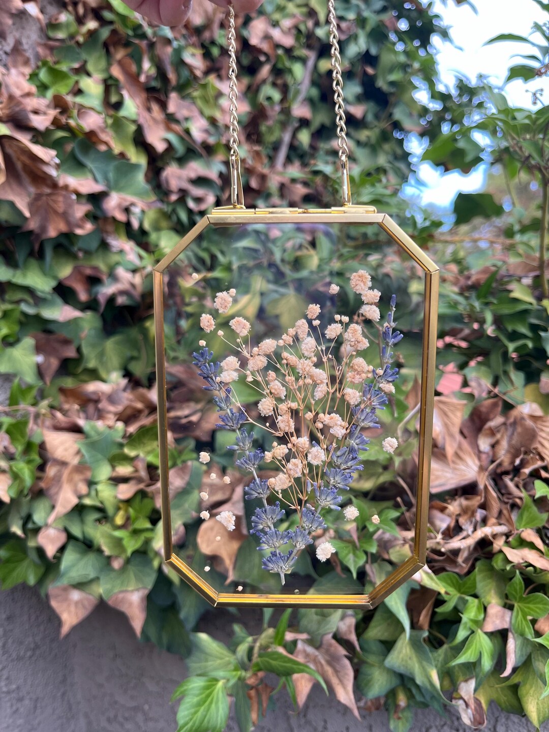 Pressed Floral Lavender and Baby's Breath Frame | Real Dried Flowers ...