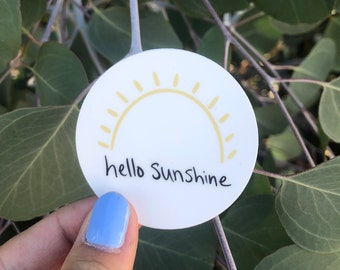 Hello Sunshine Sticker Vinyl Sticker - Etsy