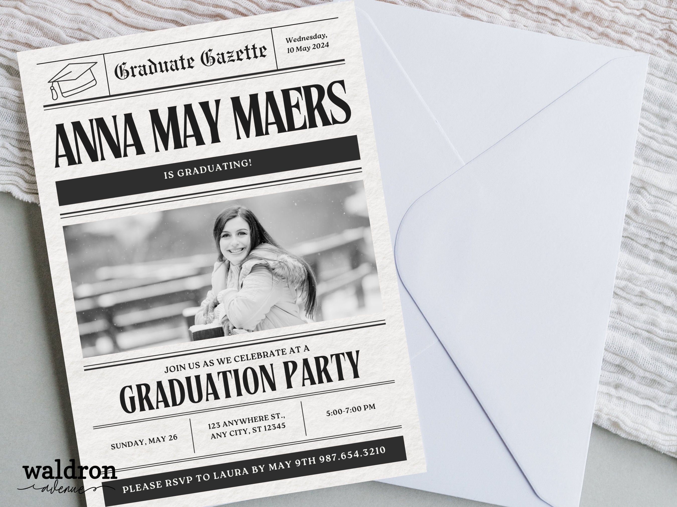 Newspaper Graduation Invitation | Graduation Announcement 2024 | Grad ...