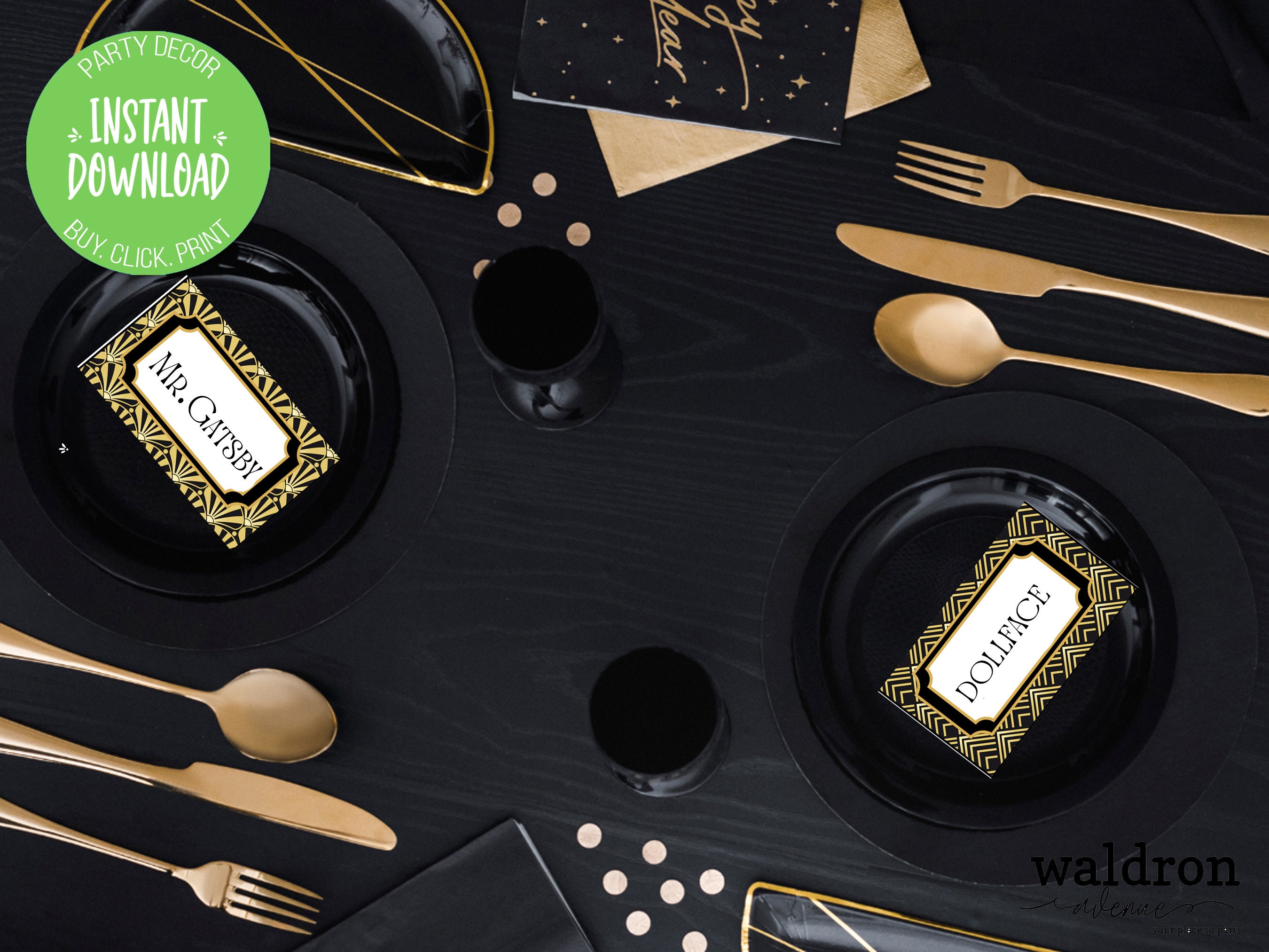 The Great Gatsby Printable Placecards | Gatsby Bachelorette Party ...