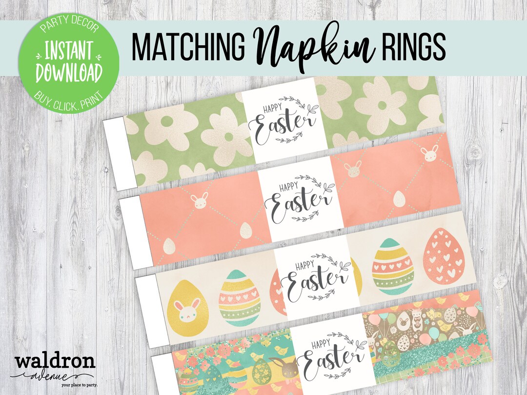 Easter Napkin Rings | Printable Napkin Rings | Easter Decor for the ...