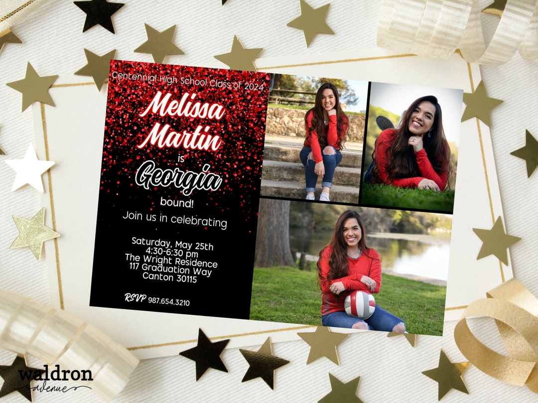 Go Dawgs Graduation Invitation | UGA Bulldogs Card | Graduation ...