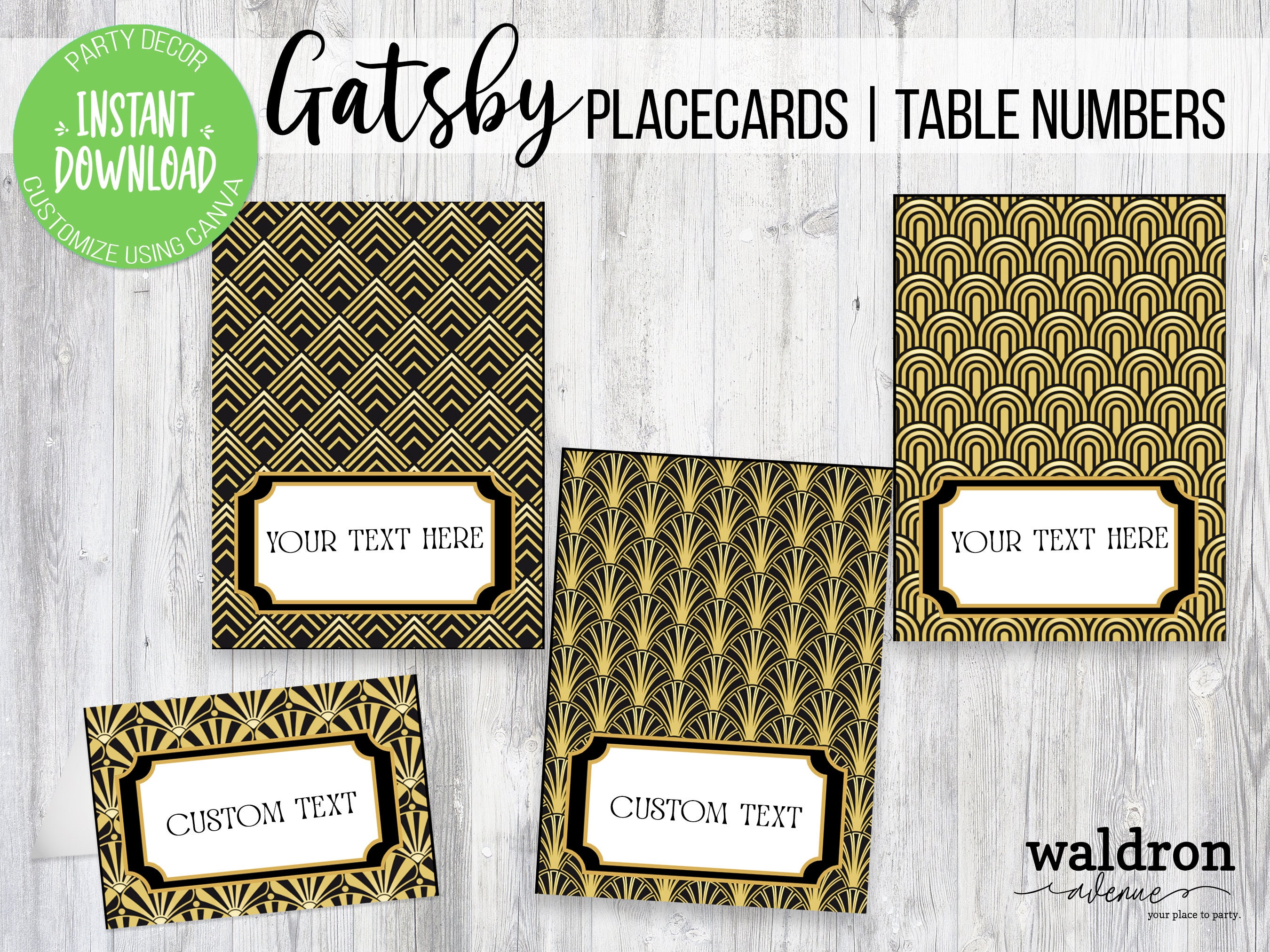 Great Gatsby Printable Placecards | Bachelorette Party Decorations ...