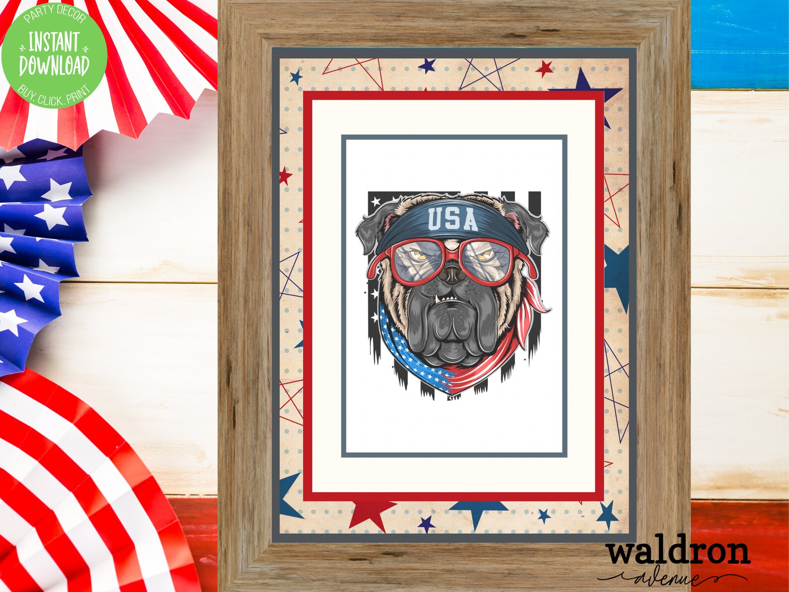 4th of July Printable Wall Art Rustic Holiday Decor Dessert Table ...