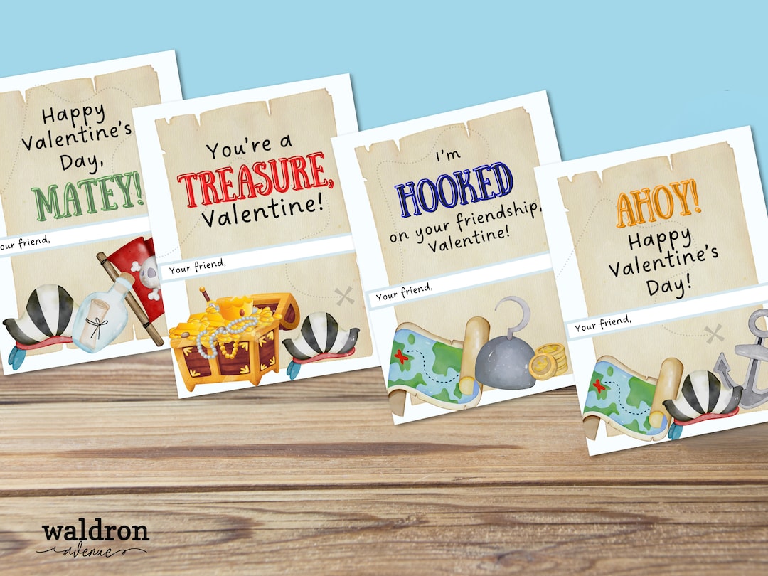 Pirate Valentine | Class Valentines | Printable Valentines for Class ...