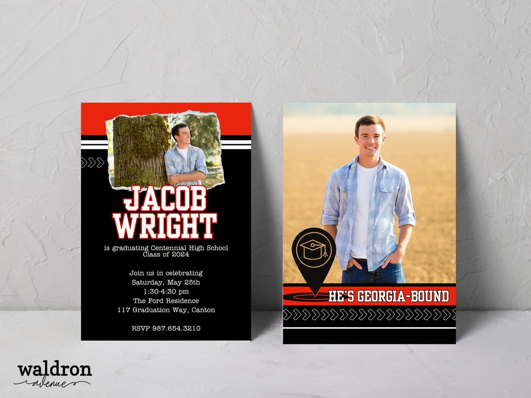 Go Dawgs Graduation Invitation | UGA Bulldogs Theme | Graduation ...