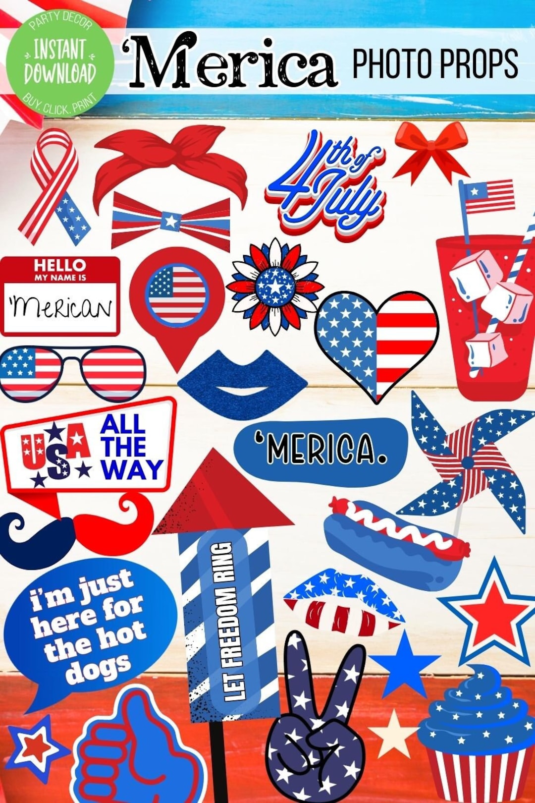4th of July Decoration | Party Bundle | Merica Banner | Patriotic ...