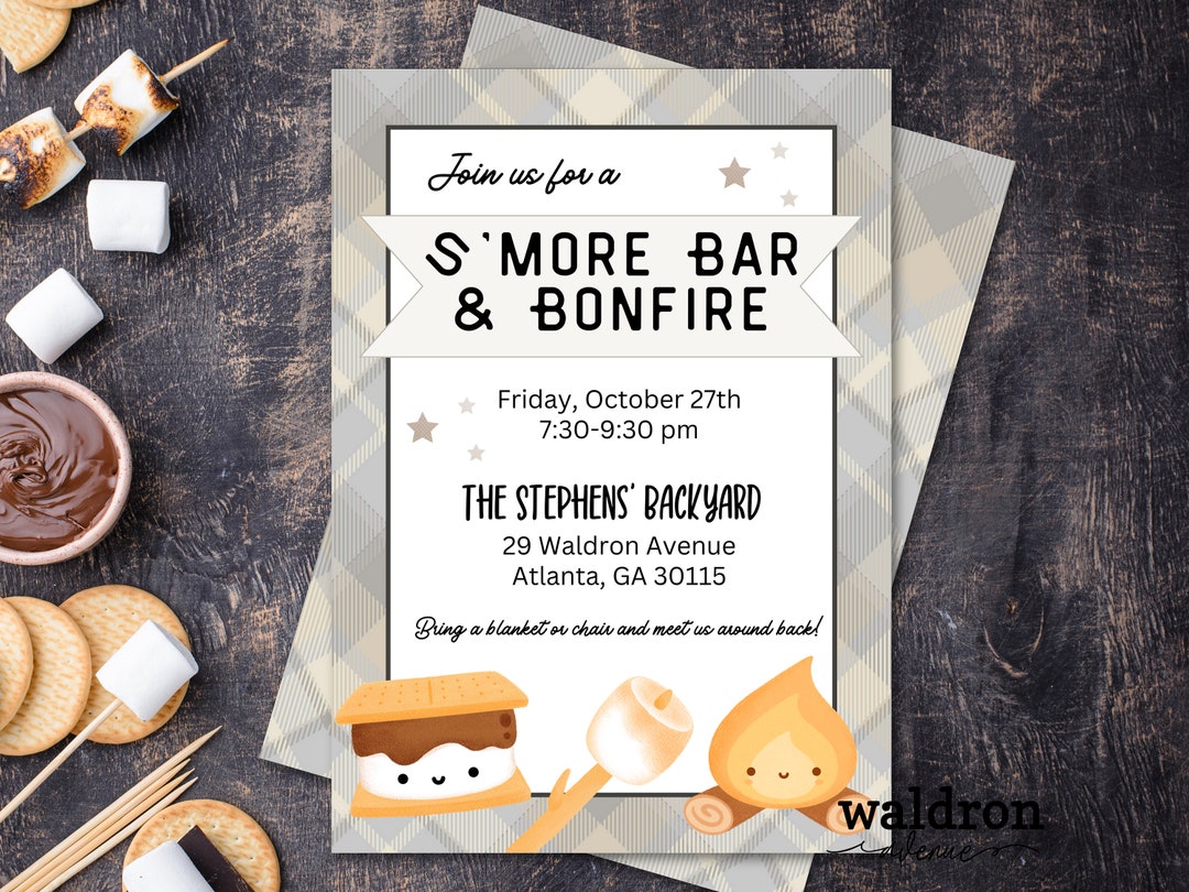 Smore Bonfire Invitation | Smore and Bonfire Party | 10th Birthday ...