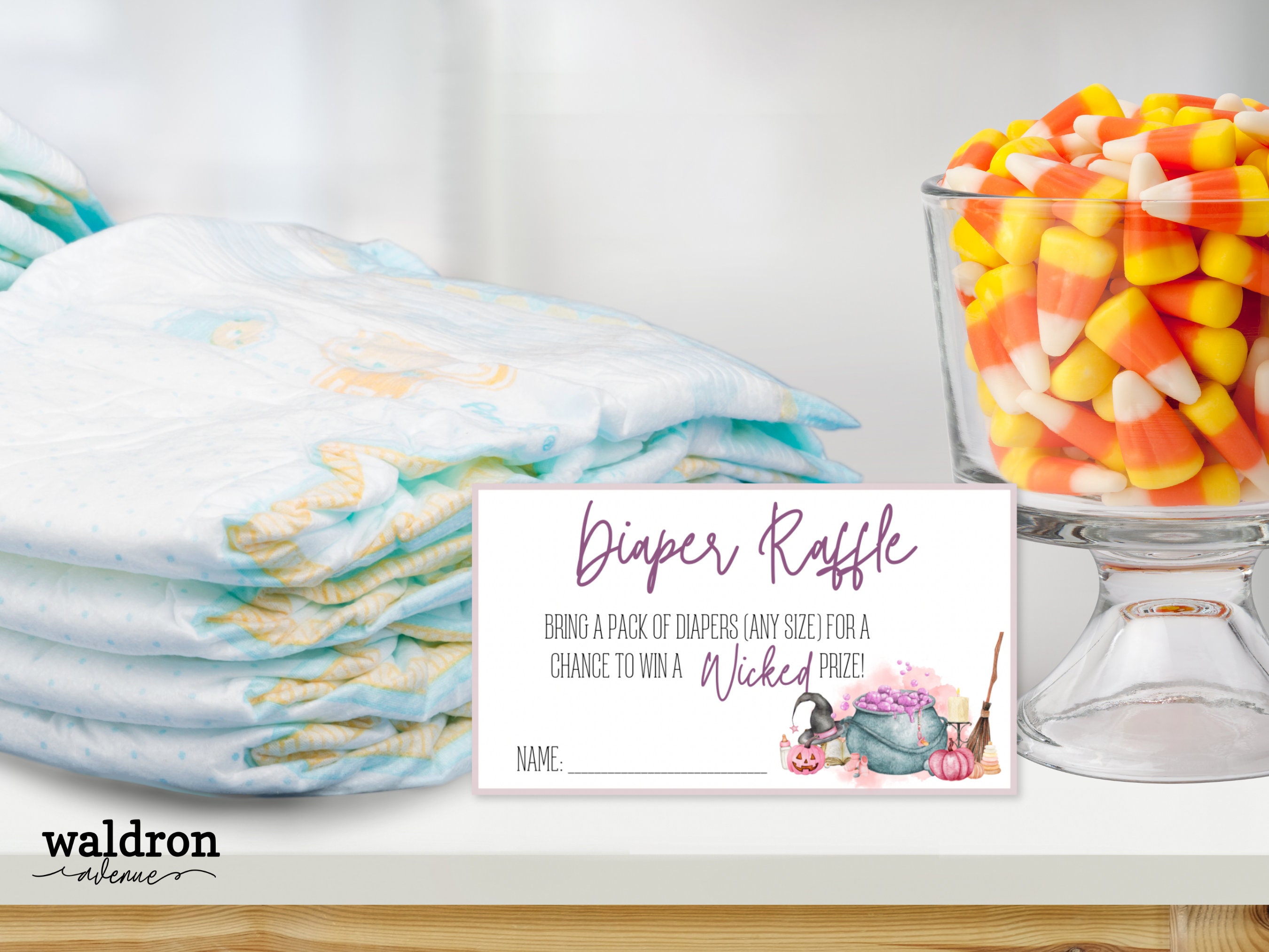 Diaper Raffle Kit | Halloween Baby Shower Game | A Baby is Brewing Baby ...