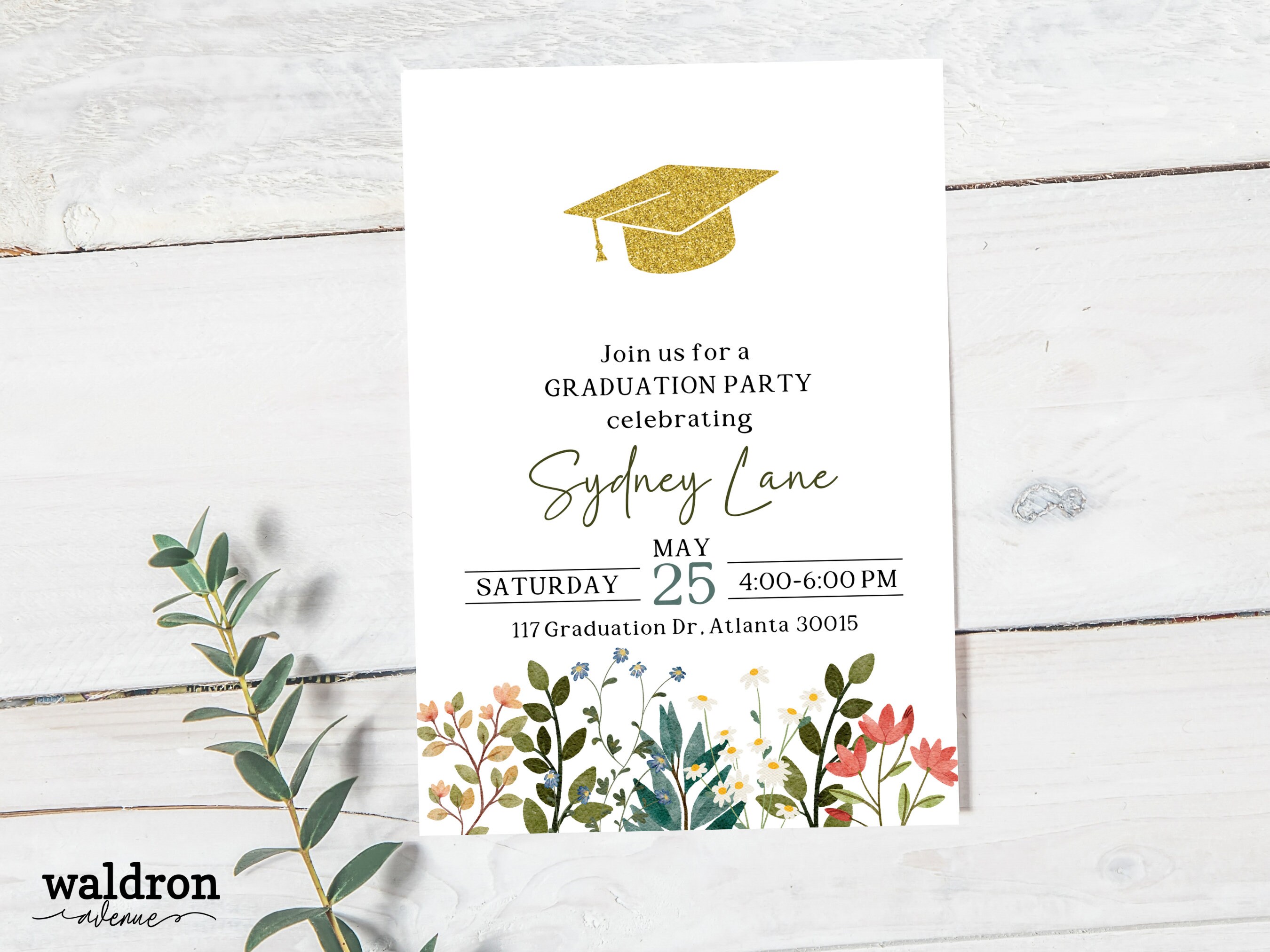 Watercolor Flower Graduation Invitation | Graduation Announcement 2024 ...