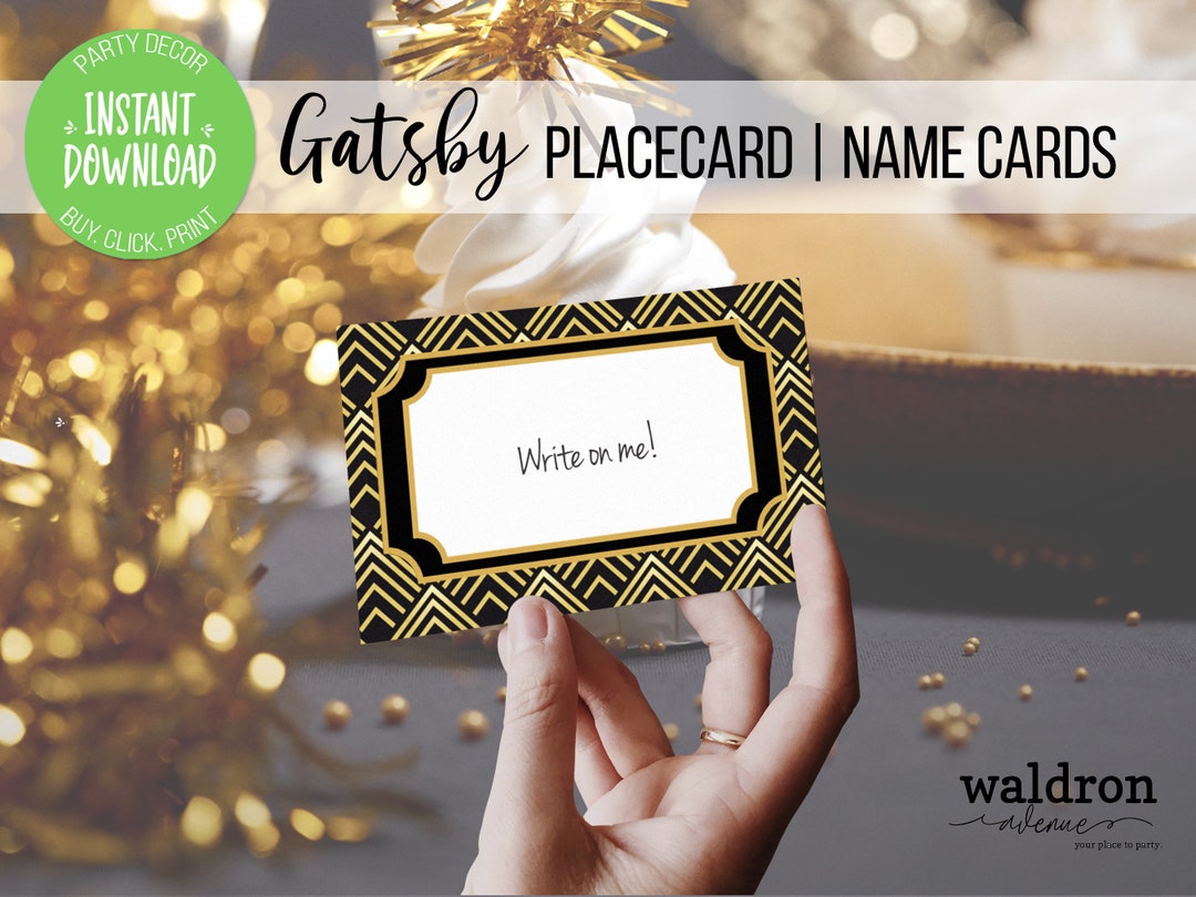 The Great Gatsby Printable Placecards Gatsby Bachelorette - Etsy