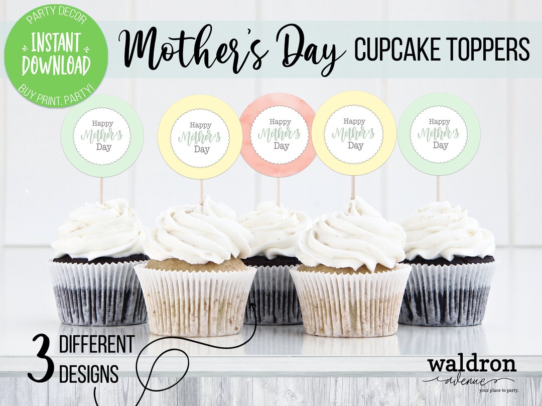 Happy Mothers Day | Mothers Day Cupcake Toppers | Mothers Day Brunch ...