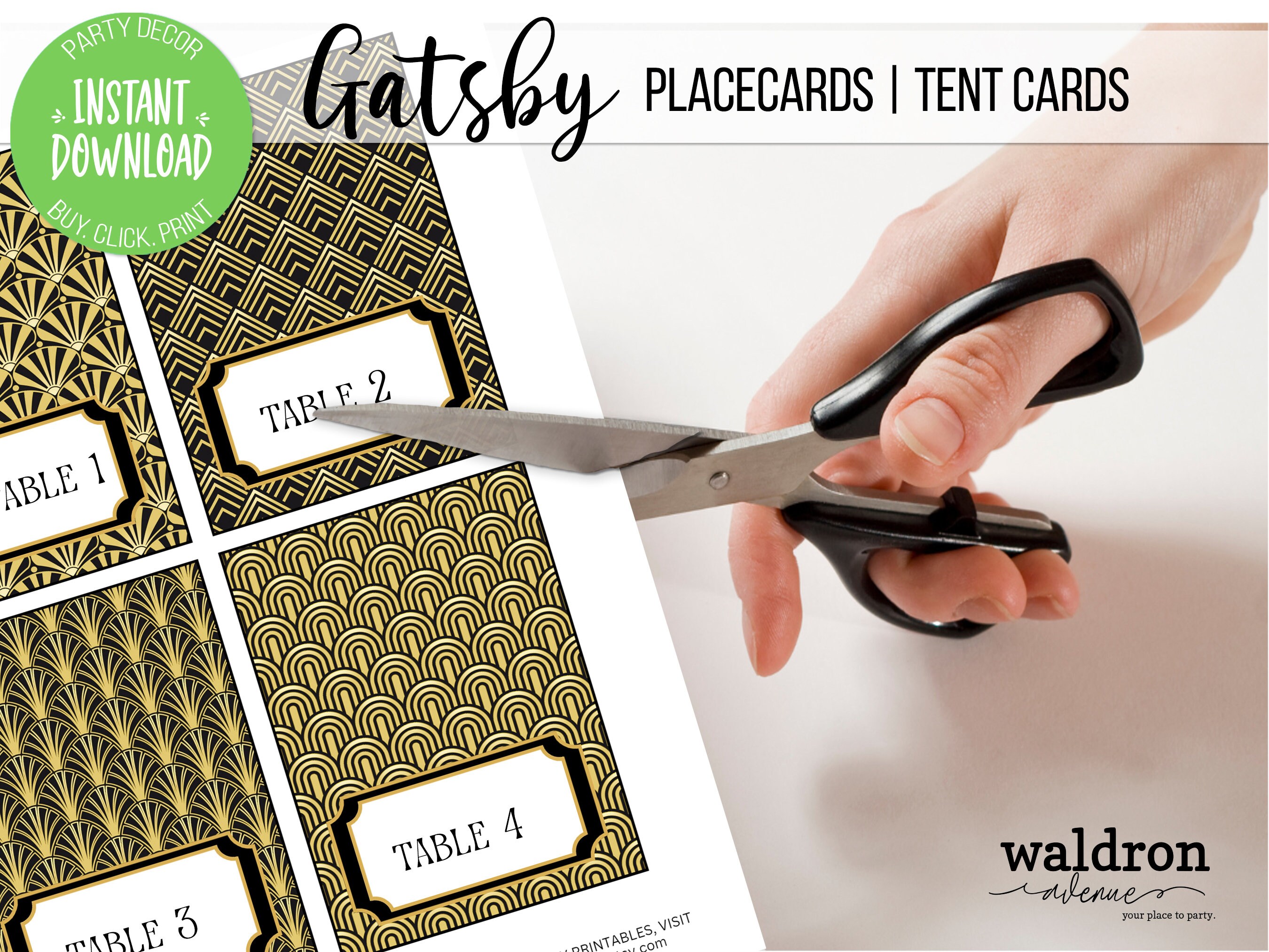 The Great Gatsby Printable Placecards Gatsby Bachelorette Party ...