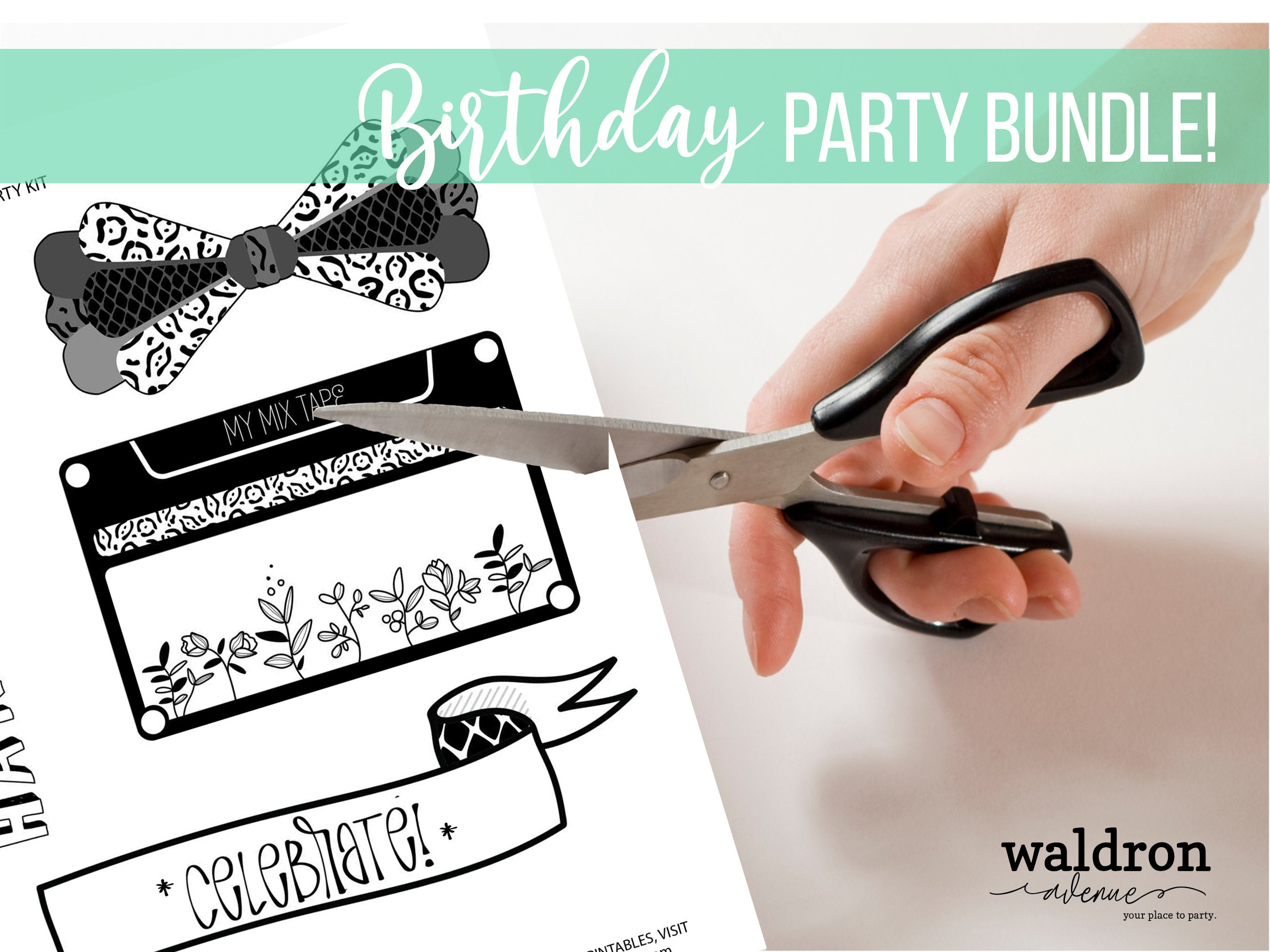 Teen Birthday, Tween Birthday, Girls Birthday Party, Black and White ...