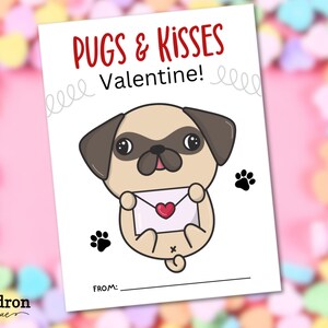 Pug Valentine Set of 4 | Class Valentines | Printable Valentines ...