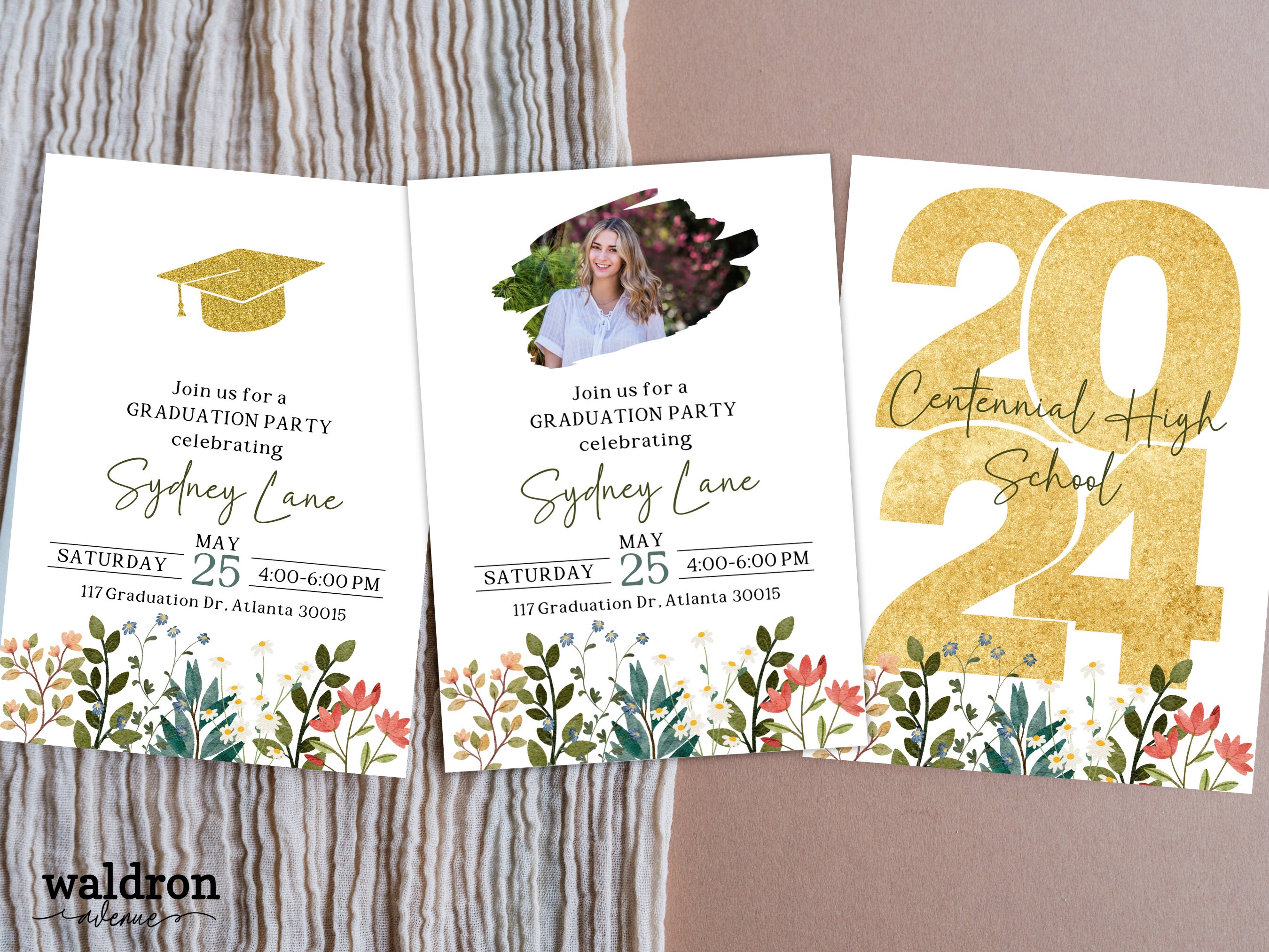 Watercolor Flower Graduation Invitation | Graduation Announcement 2024 ...