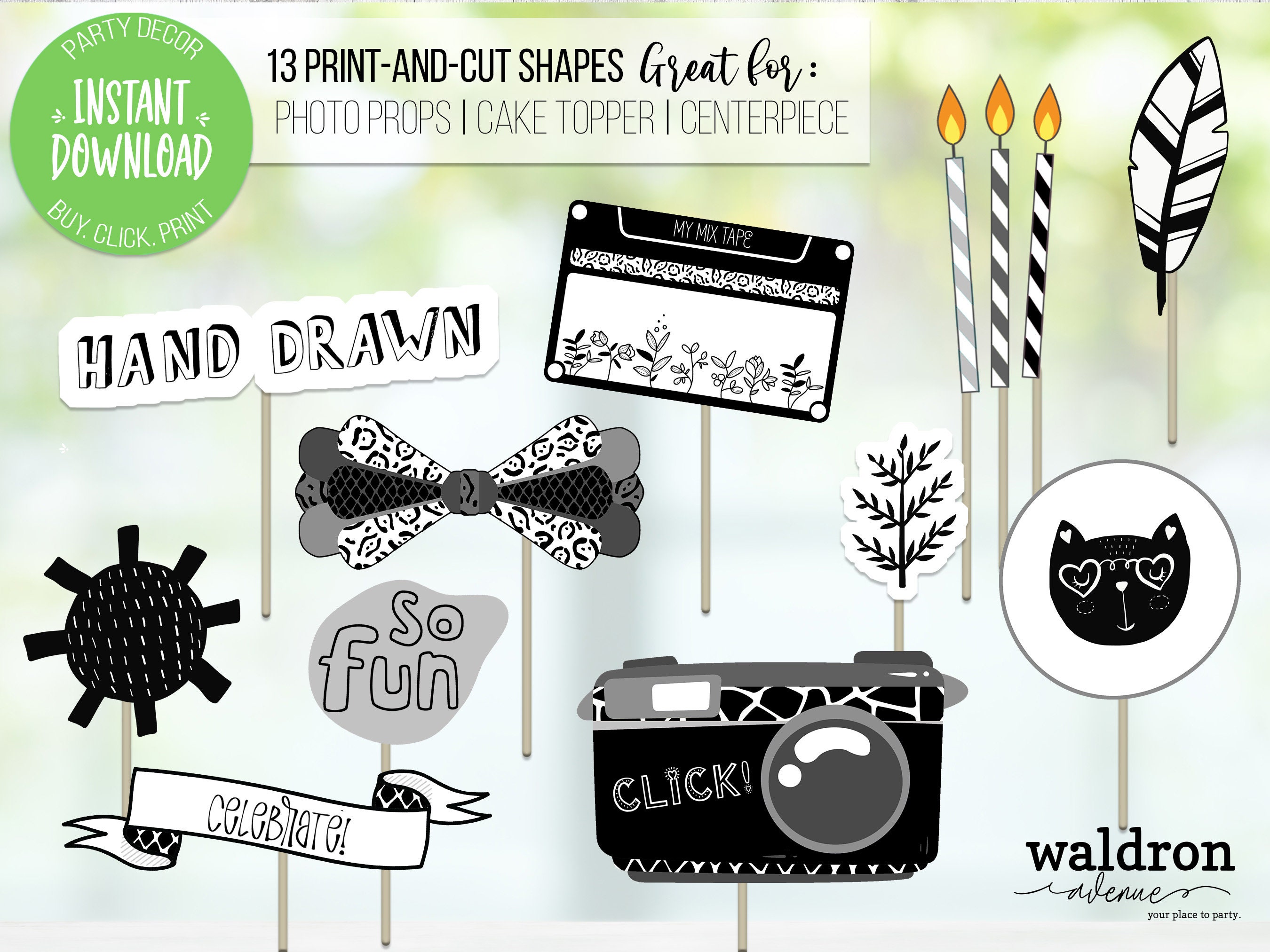 Teen Birthday, Tween Birthday, Girls Birthday Party, Black and White ...