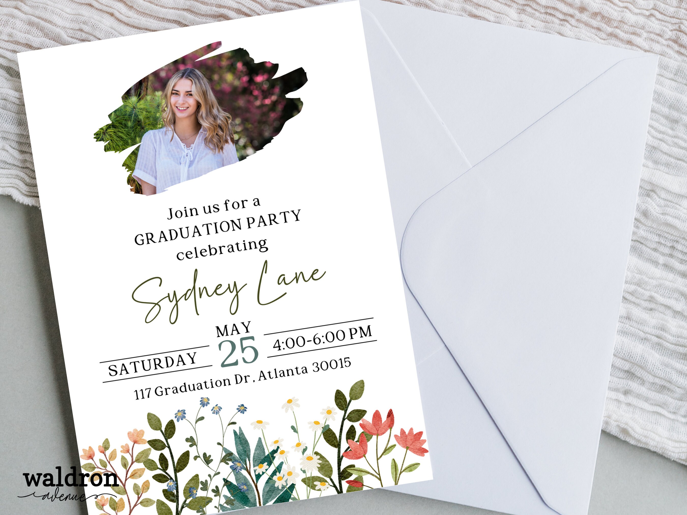 Watercolor Flower Graduation Invitation | Graduation Announcement 2024 ...