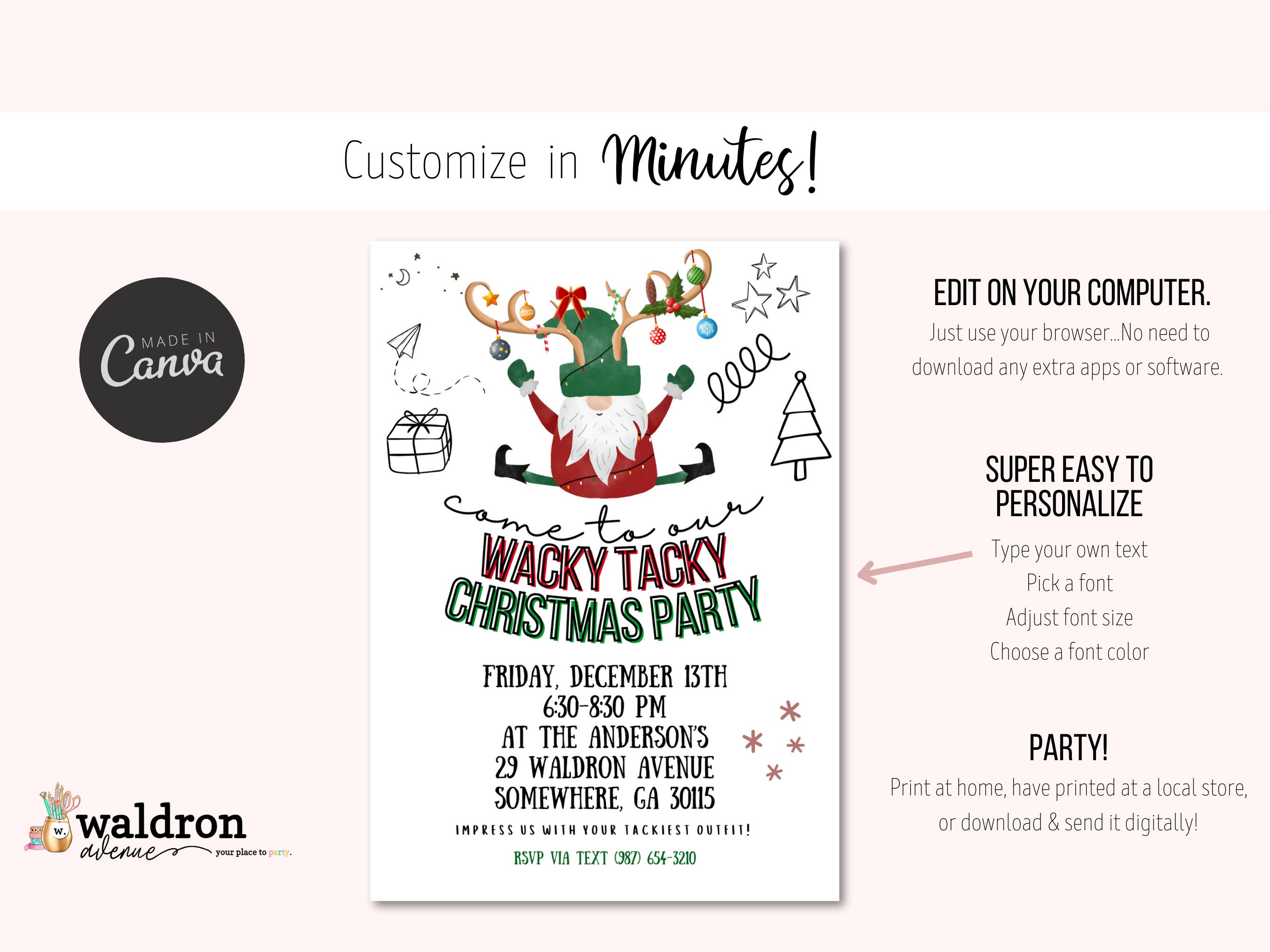 Ugly Christmas Sweater Party Invitation | Digital Christmas Party ...
