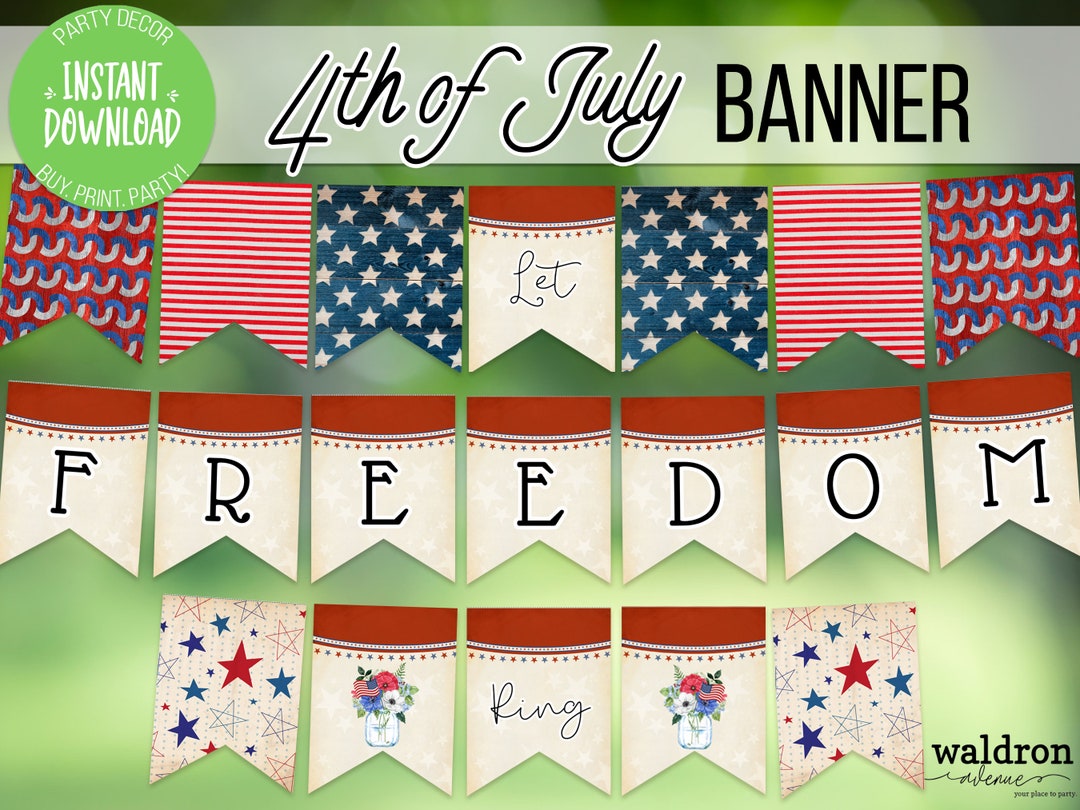 Let Freedom Ring 4th of July Banner Star Garland for Mantle Patriotic ...