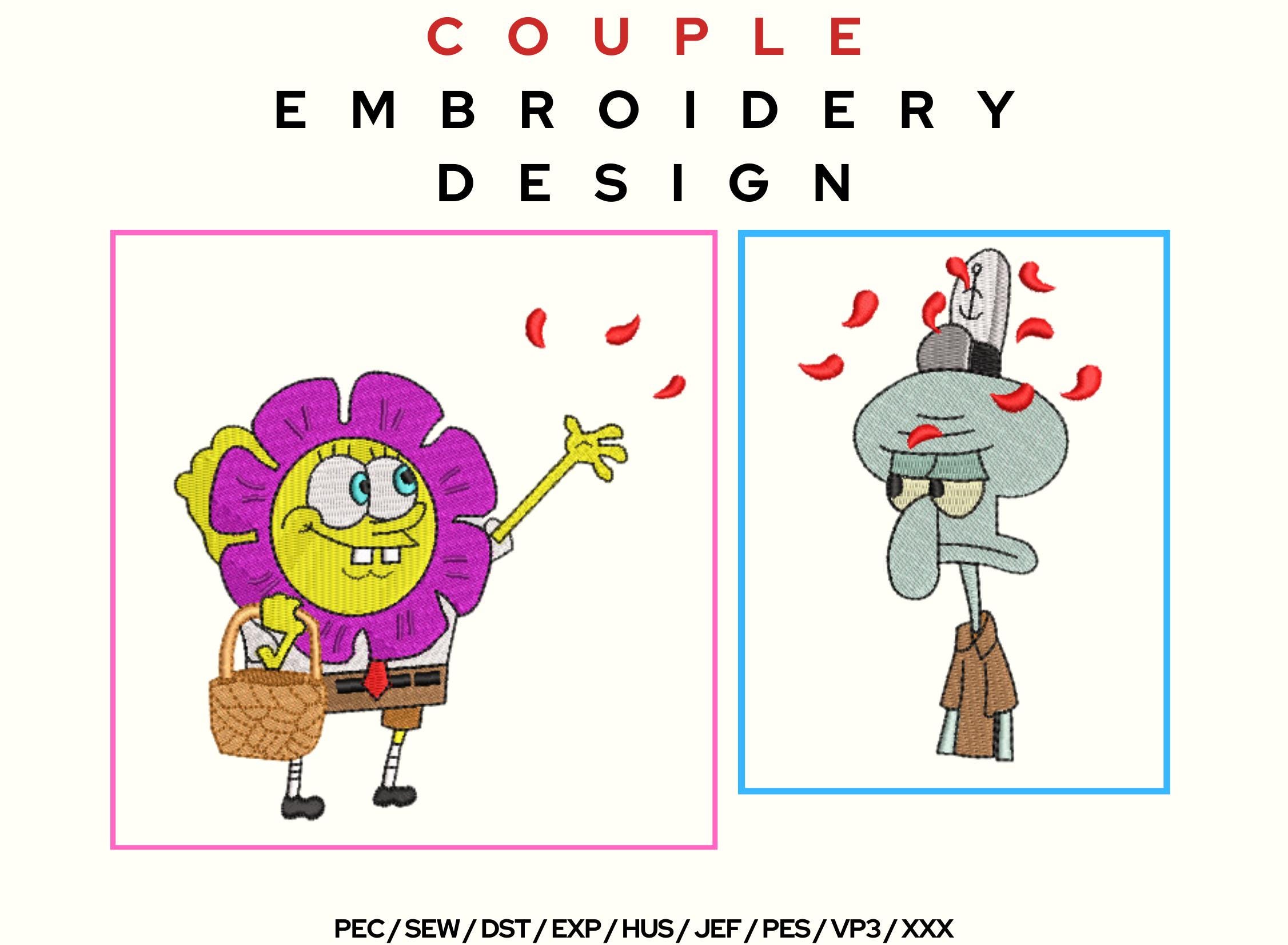 Spongebob Squidward Couple Design Art Anime Embroidery Design, Instant ...