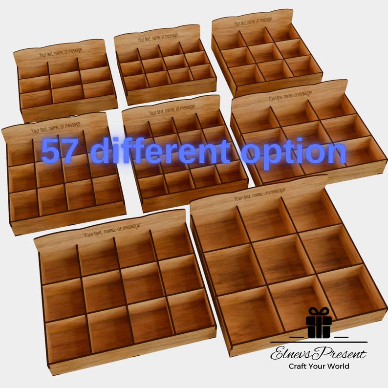 Modular Slotted Box With Divider: Laser Cut Desk Organizer (DXF, PDF ...