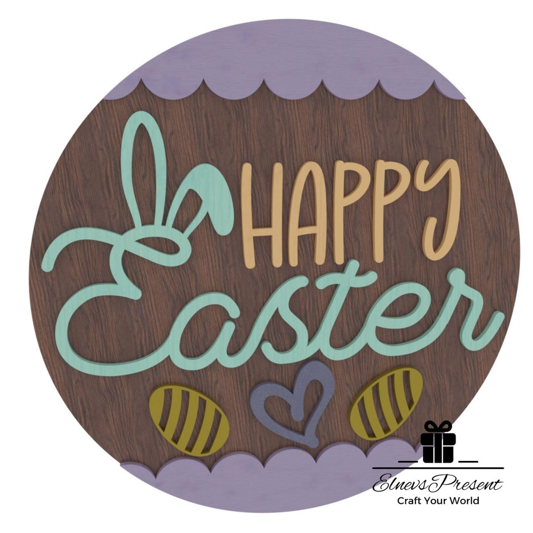 Glowforge Easter Door Hanger SVG | Happy Easter Sign | Laser Cut File ...