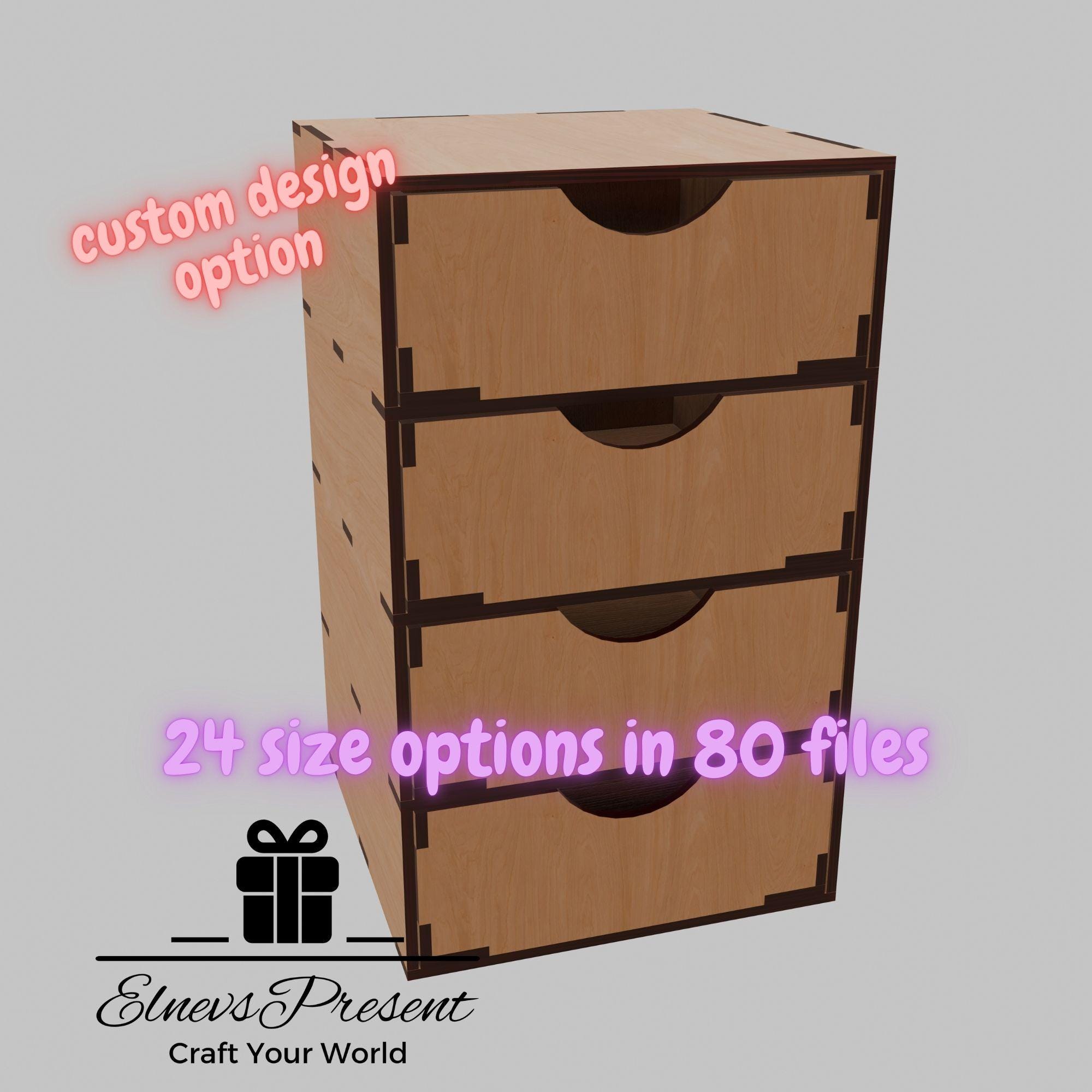 Customizable Modular Storage Drawer Boxes: Laser Cut Organizer (PDF DXF ...