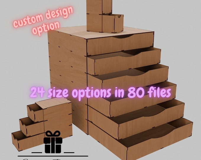 Laser Cut Desk Organizer for 8 Drawer, Drawer Box, Table Dresser, Hobby ...