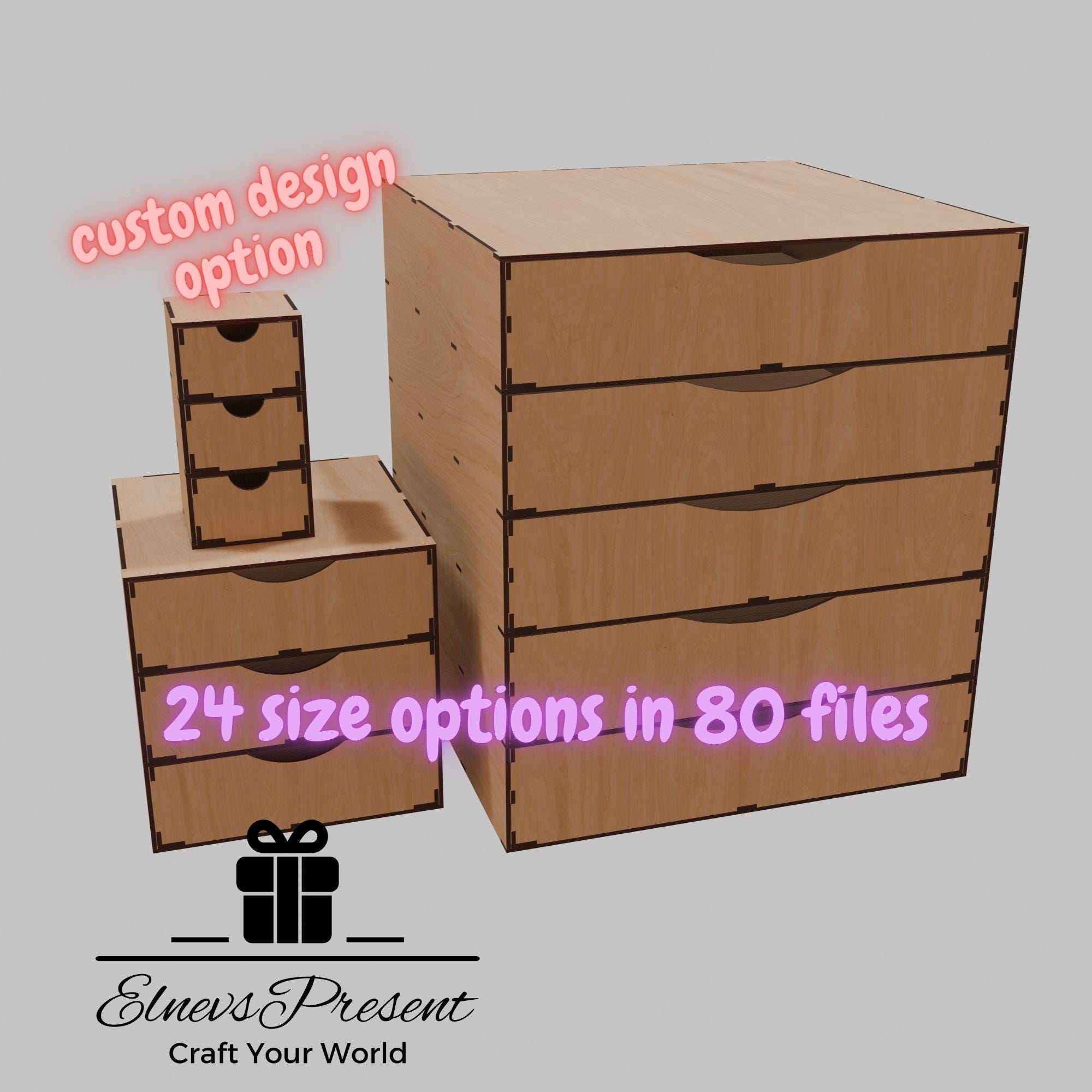 Customizable Modular Storage Drawer Boxes: Laser Cut Organizer (PDF DXF ...