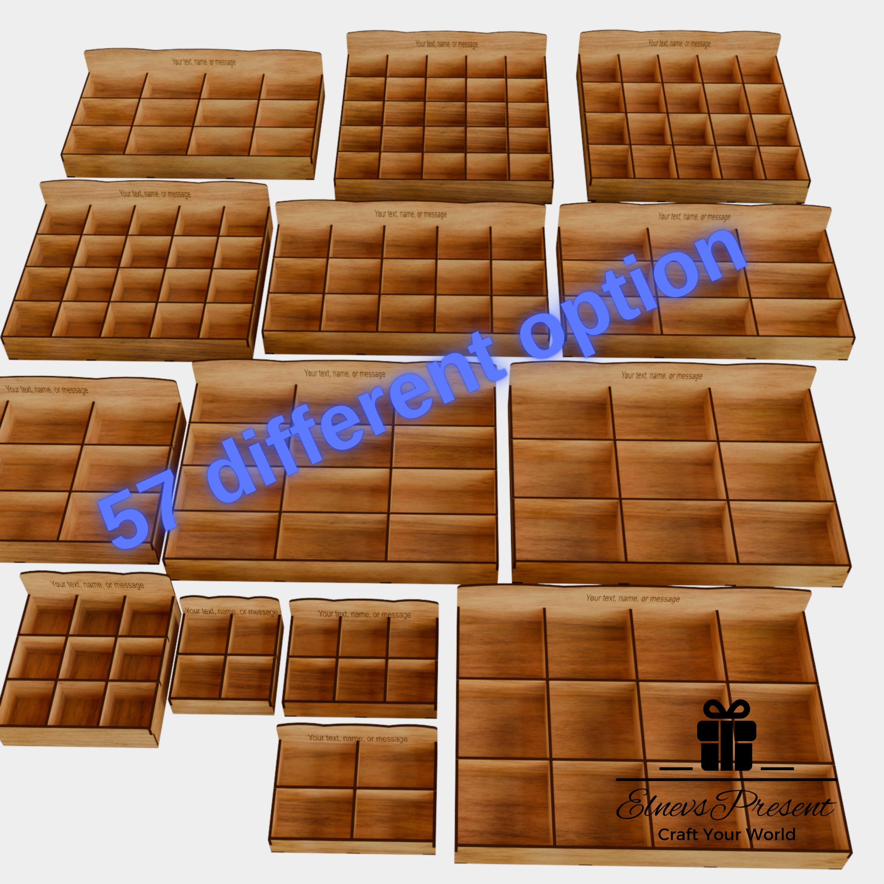 Modular Slotted Box With Divider: Laser Cut Desk Organizer (DXF, PDF ...