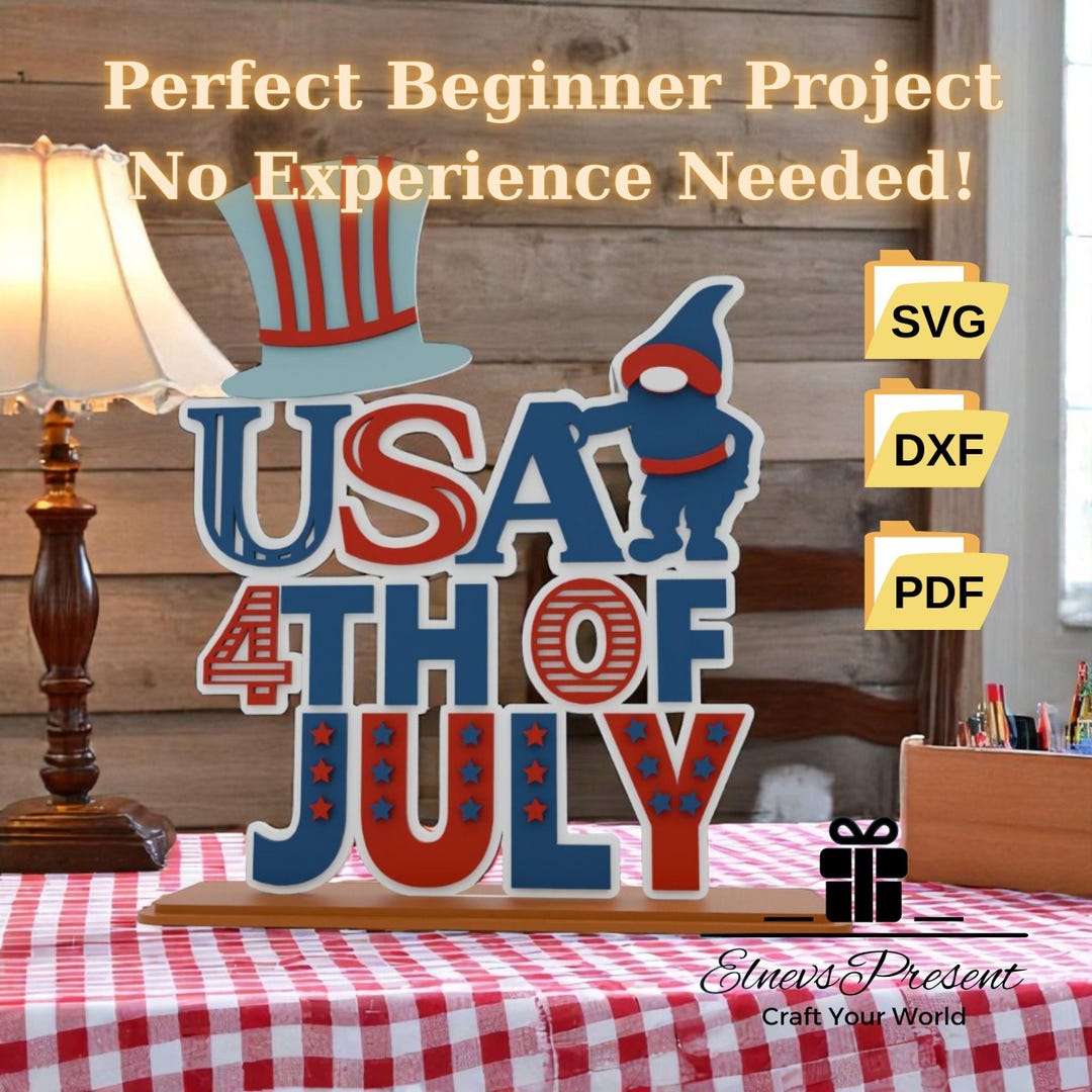 4th of July Word Art SVG for Laser Cut Patriotic Decor | USA Freedom ...