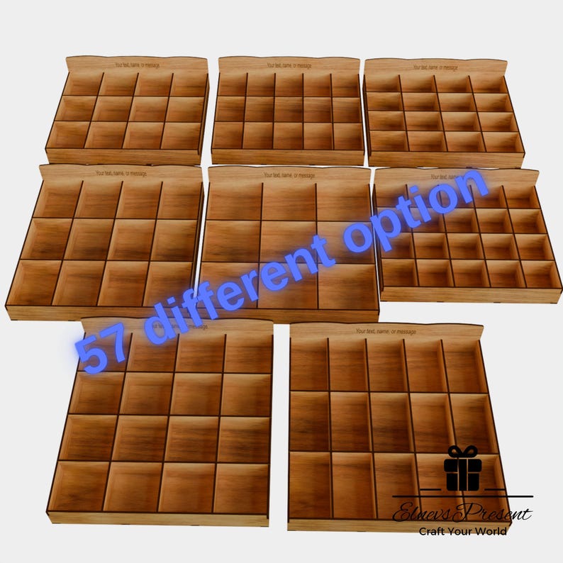 Modular Slotted Box With Divider: Laser Cut Desk Organizer (DXF, PDF ...