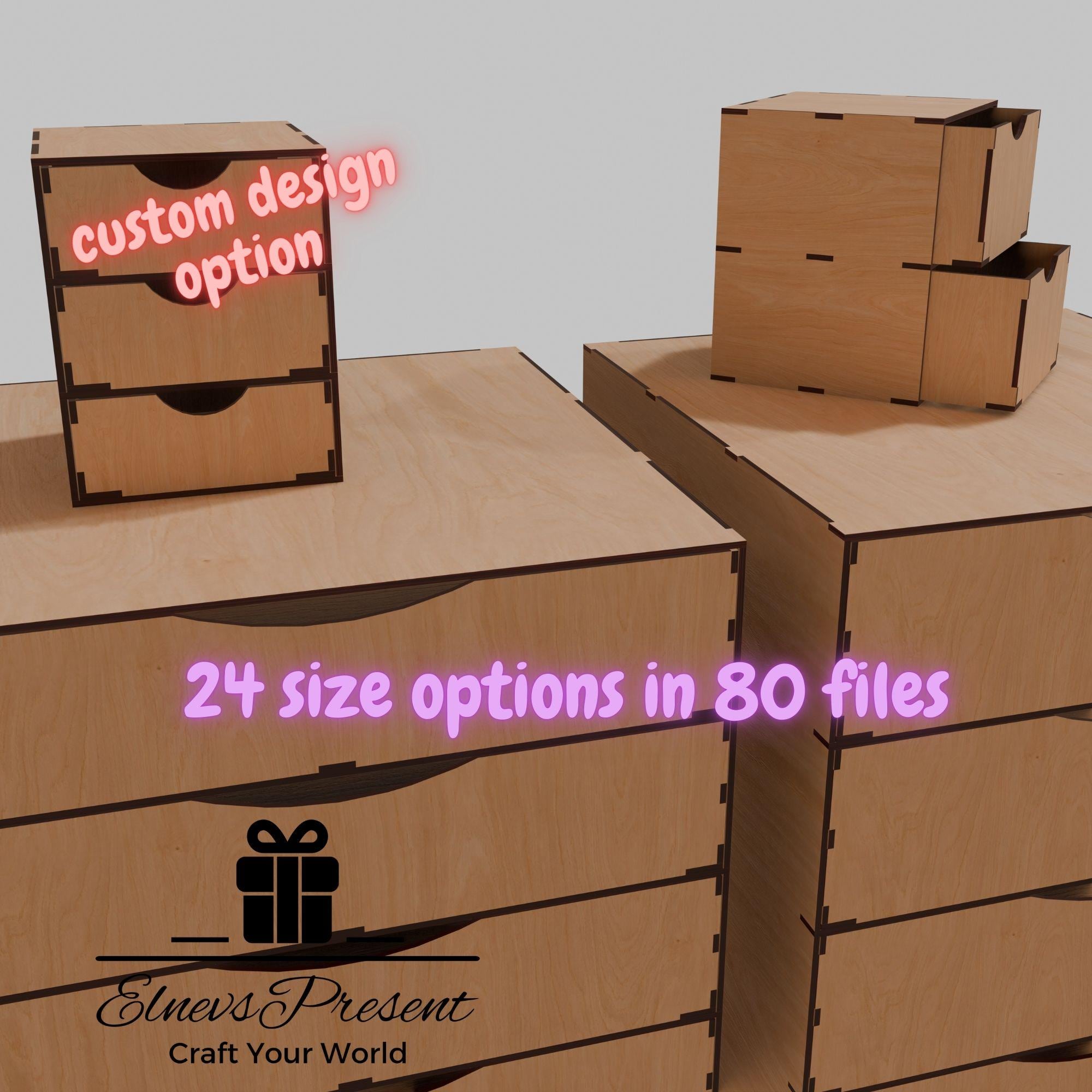 Customizable Modular Storage Drawer Boxes: Laser Cut Organizer (PDF DXF ...
