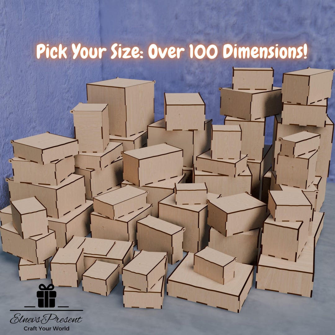 Laser Cut Flip-up Lid Box: 100+ Dimensions, DIY Storage (DXF and PDF ...