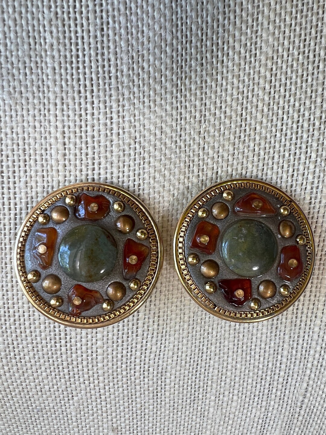 Vintage Michael Golan Brutalist Clip Gemstone Earrings - Etsy