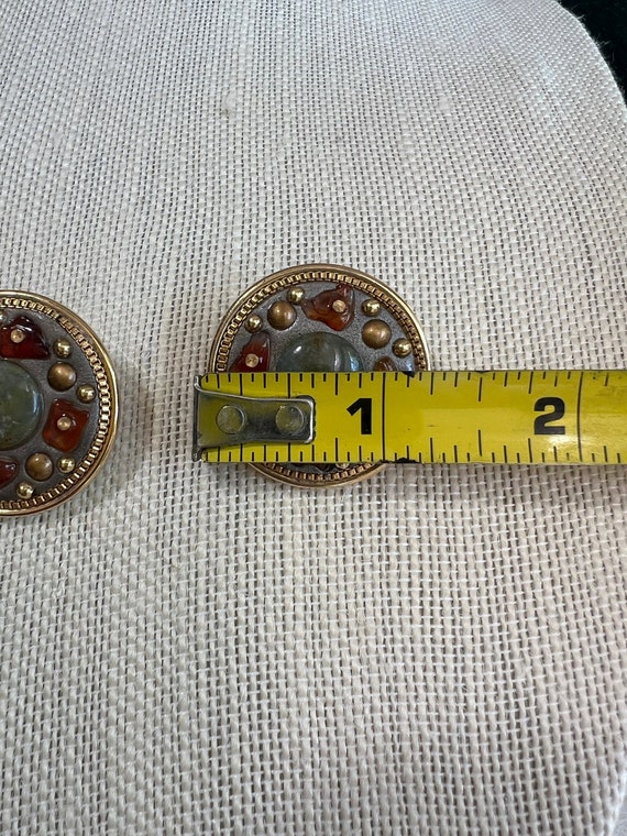 Vintage Michael Golan brutalist clip gemstone earrings - Gem