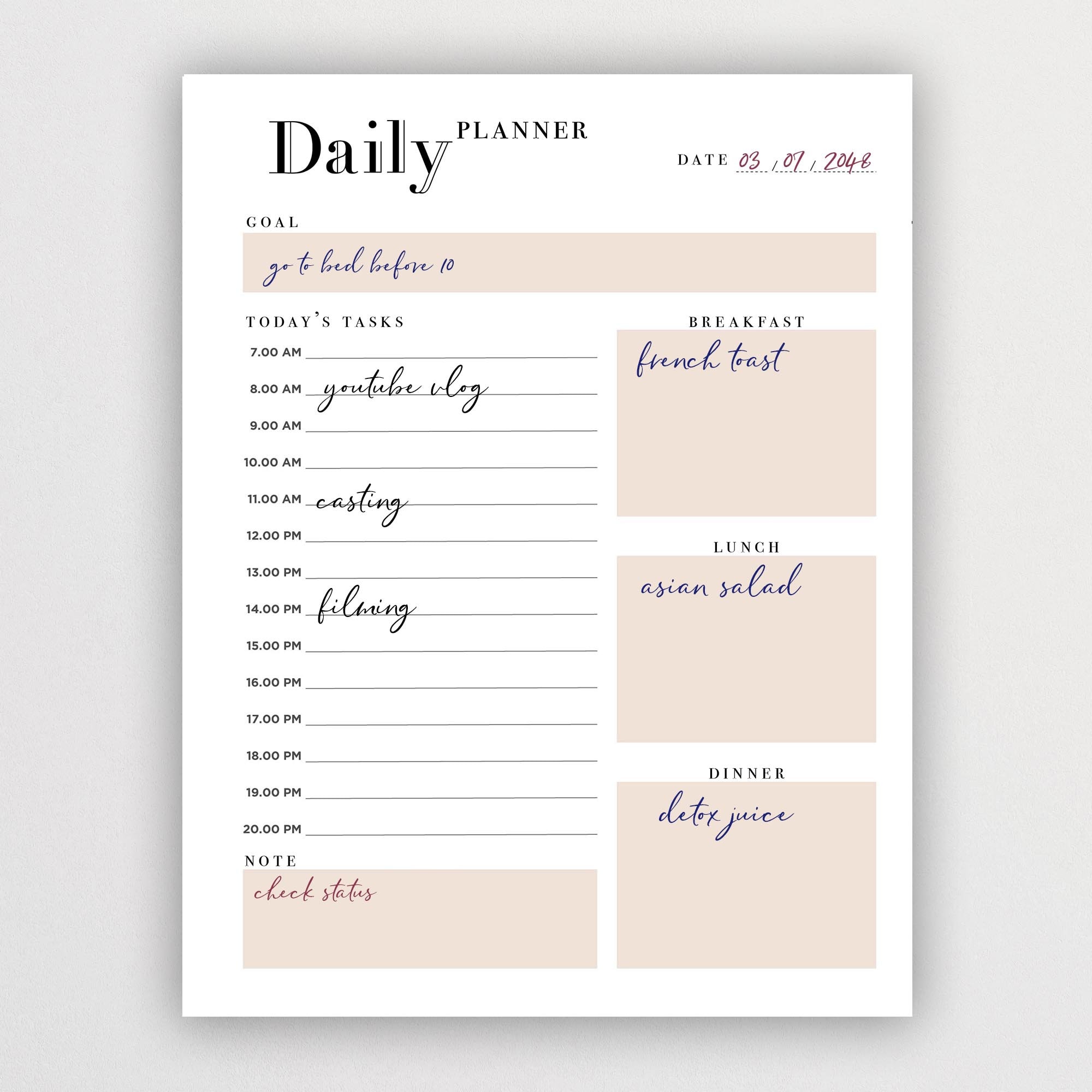 Minimalist Daily Planner Schedule Routine Planner Essentials | Etsy