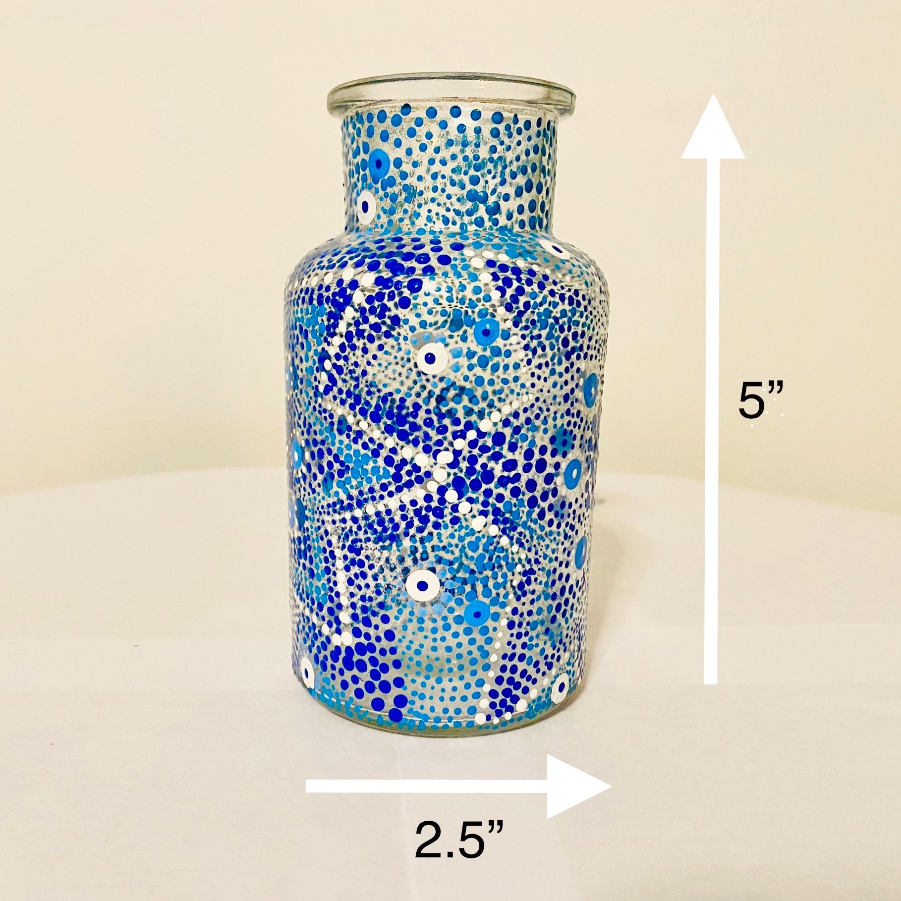 Hand Painted Milk Bottle Vase - Dot Mandala - Etsy