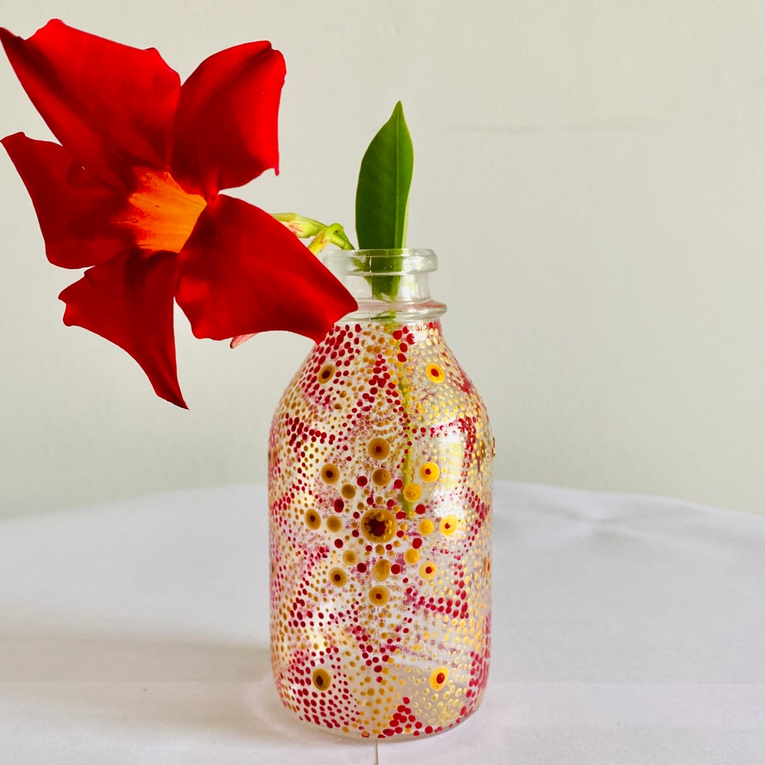Hand Painted Dot Mandala Miniature Milk Bottle Vase - Etsy